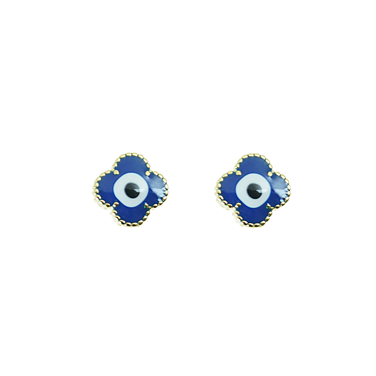 Sterling Silver Evil-Eye Clover Judaica Studs - Dark Blue – Susan Rose